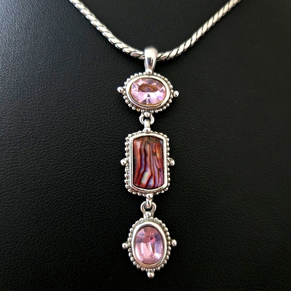 Cookie Lee | Jewelry | Cookie Lee Pink Abalone Shell Genuine Crystal ...
